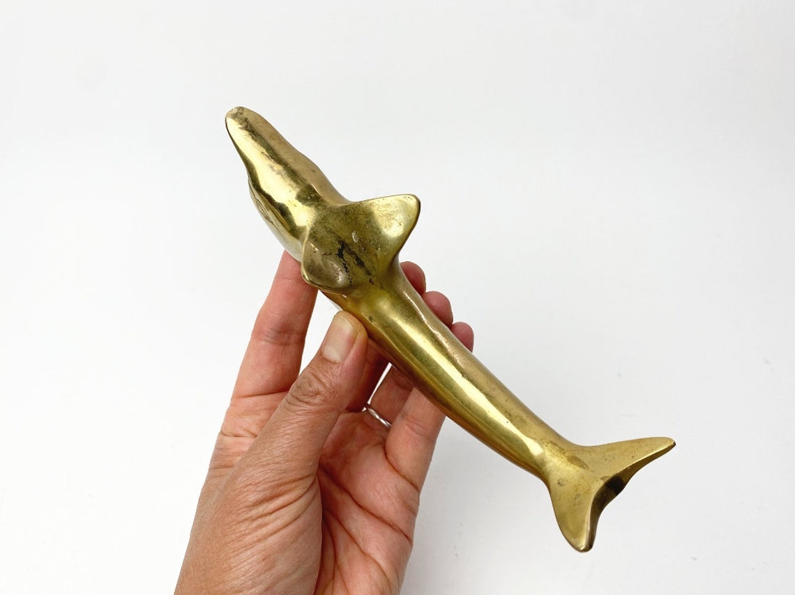 Vintage Brass Dolphin Figurine 70s Solid Brass 6 Long Solid Brass ...