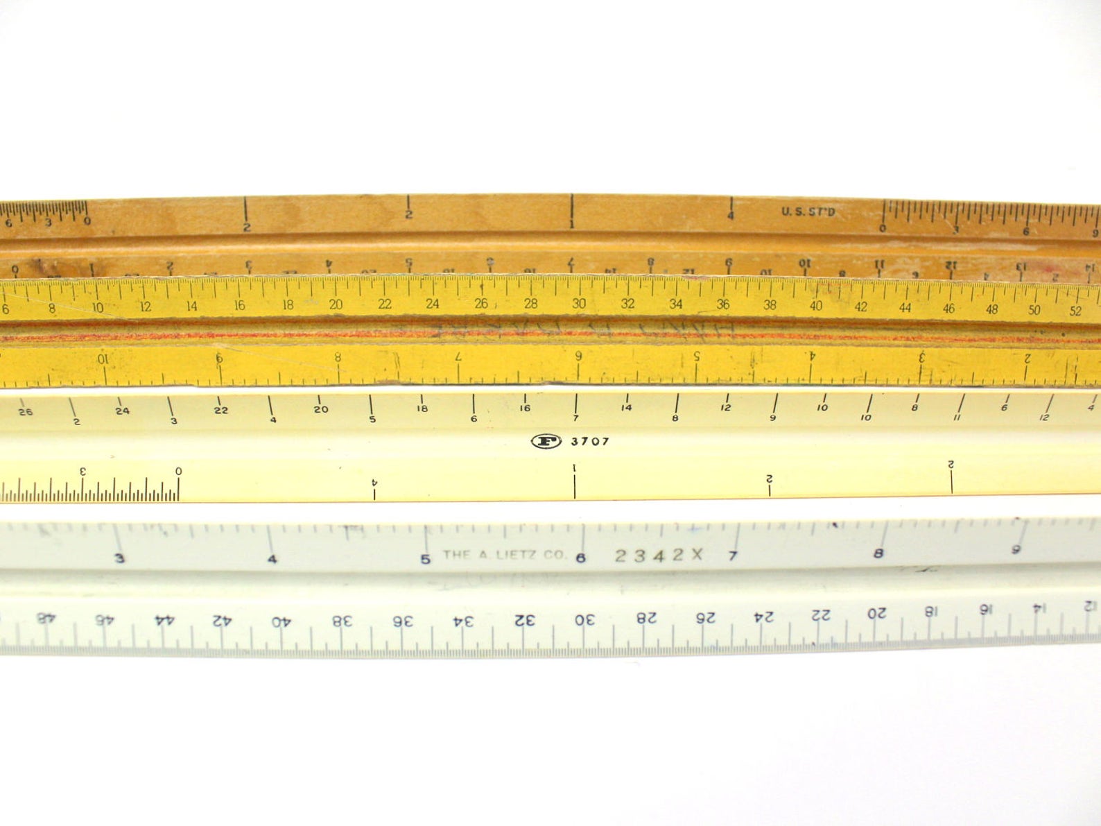 Vintage Triangle Drafting Ruler Engineering Scales Wooden & - Etsy
