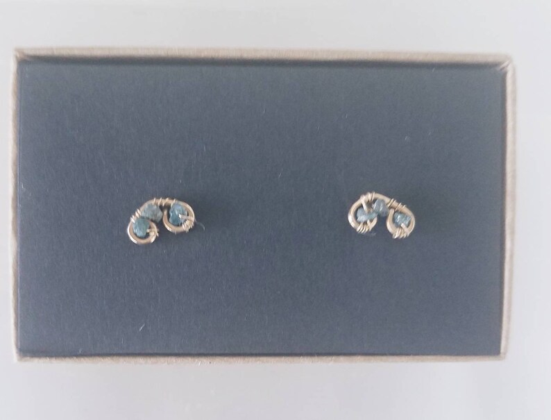 Celestial Earrings Natural Blue Diamonds Post Earrings Silver Gold Pink ...