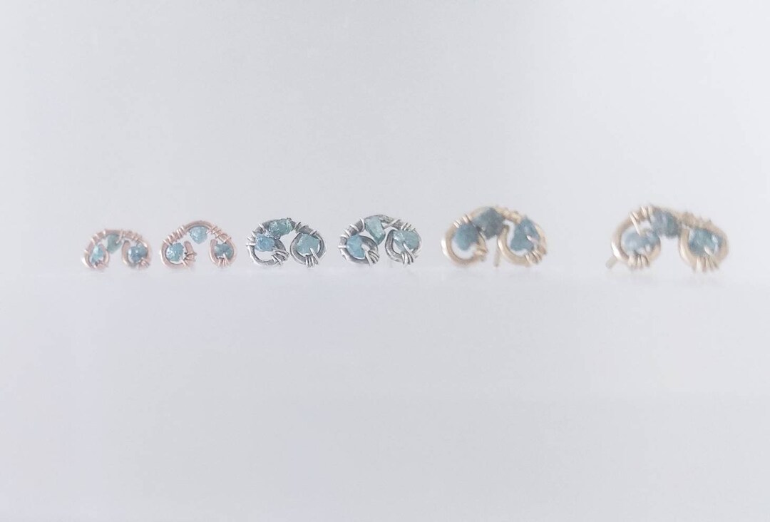 Celestial Earrings Natural Blue Diamonds Post Earrings Silver Gold Pink ...