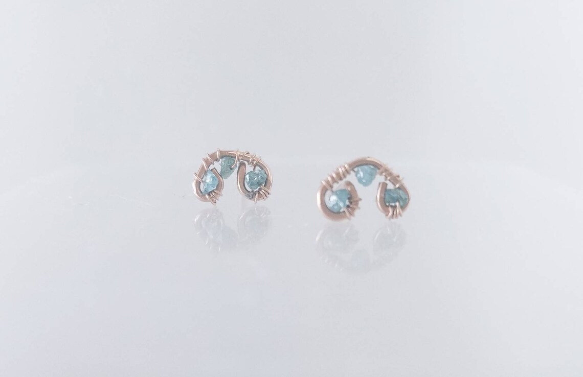 Celestial Earrings Natural Blue Diamonds Post Earrings - Etsy