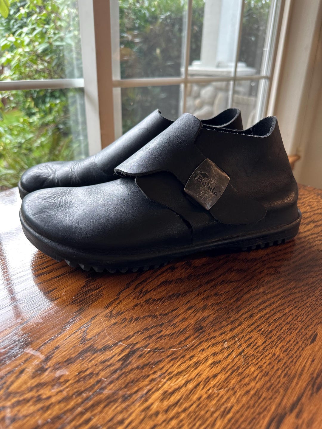Vintage Birkenstock Betula Shoes / Black Leather With Side Buckle / Men ...