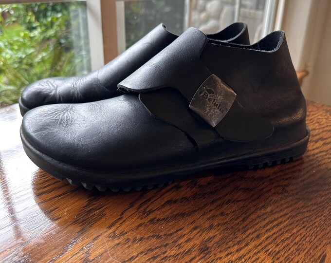 Vintage Birkenstock Betula Shoes / Black Leather With Side Buckle / Men ...