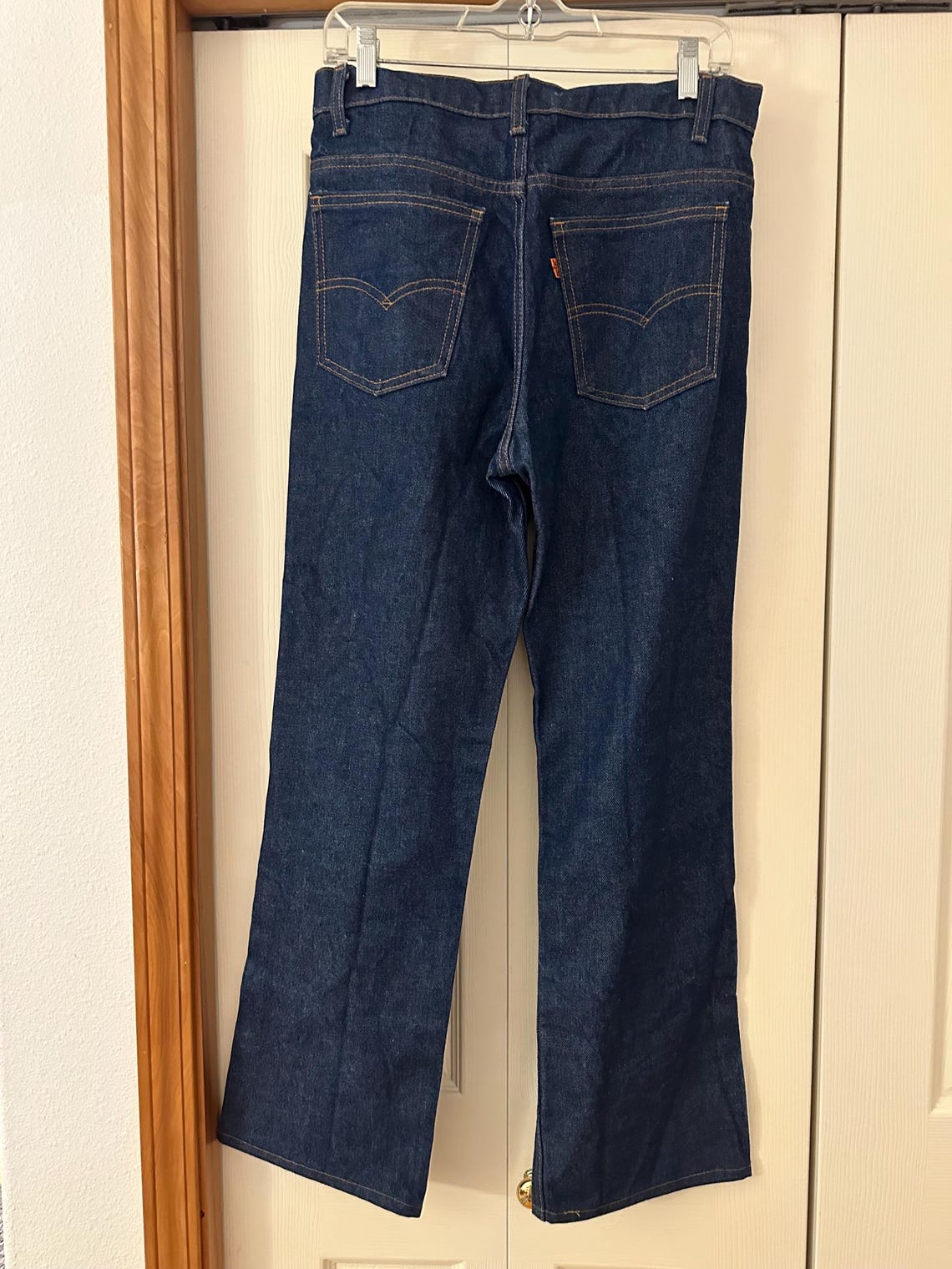 Vintage 70s Levis 517 Orange Tab Bootcut Jeans Made in USA Indigo Dark Wash Denim 1970's ...
