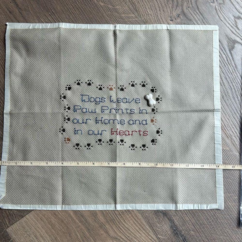 Dog Paw Print Embroidered Cross Stitch Wall Art - Etsy