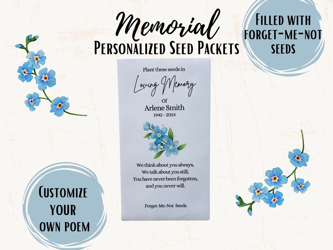 Personalized Forget-me-not Memorial Seed Packet, Funeral Favor - Etsy
