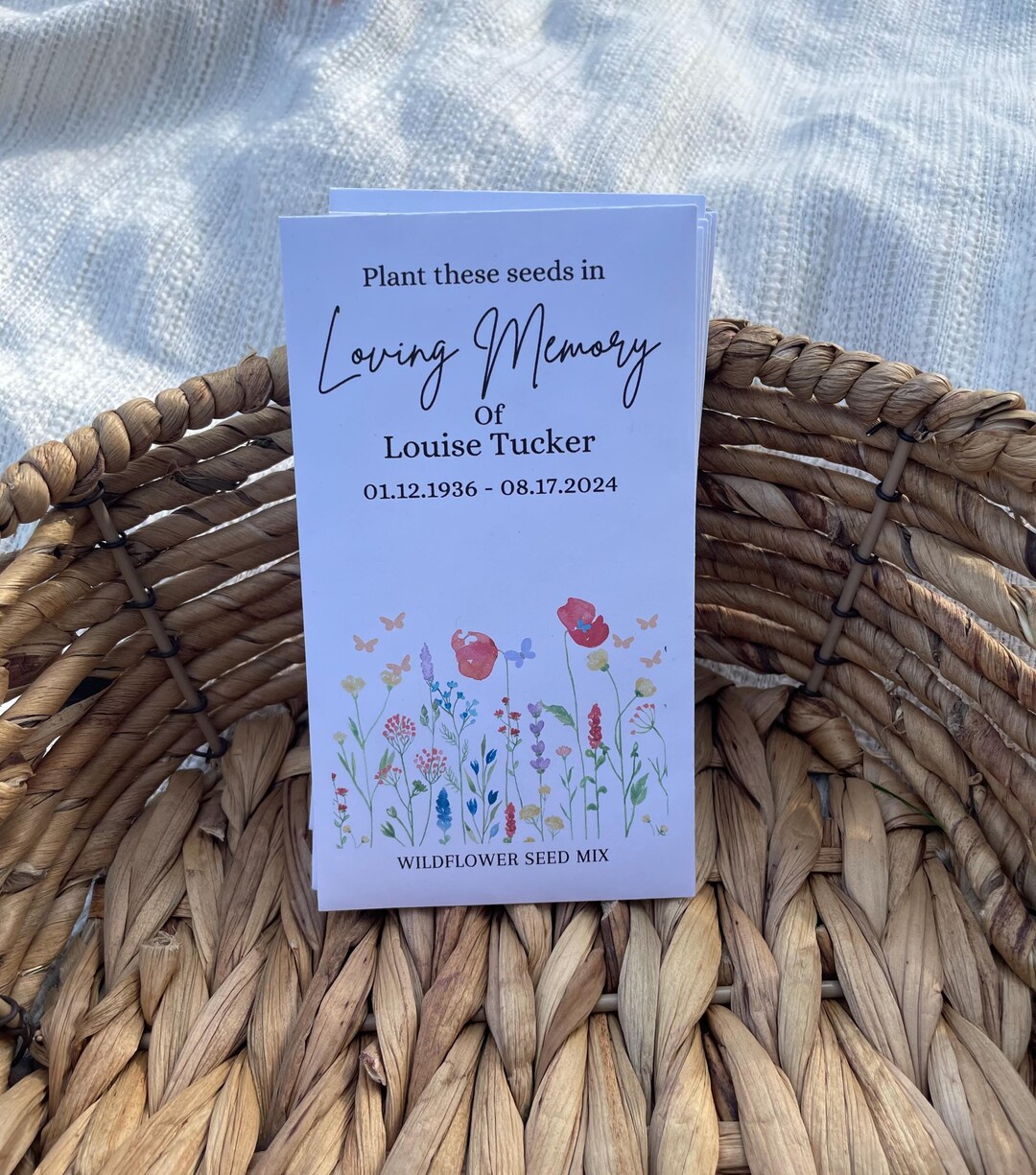 Loving Memory Wildflower Seed Packet, Memorial Favor, Funeral Packet ...