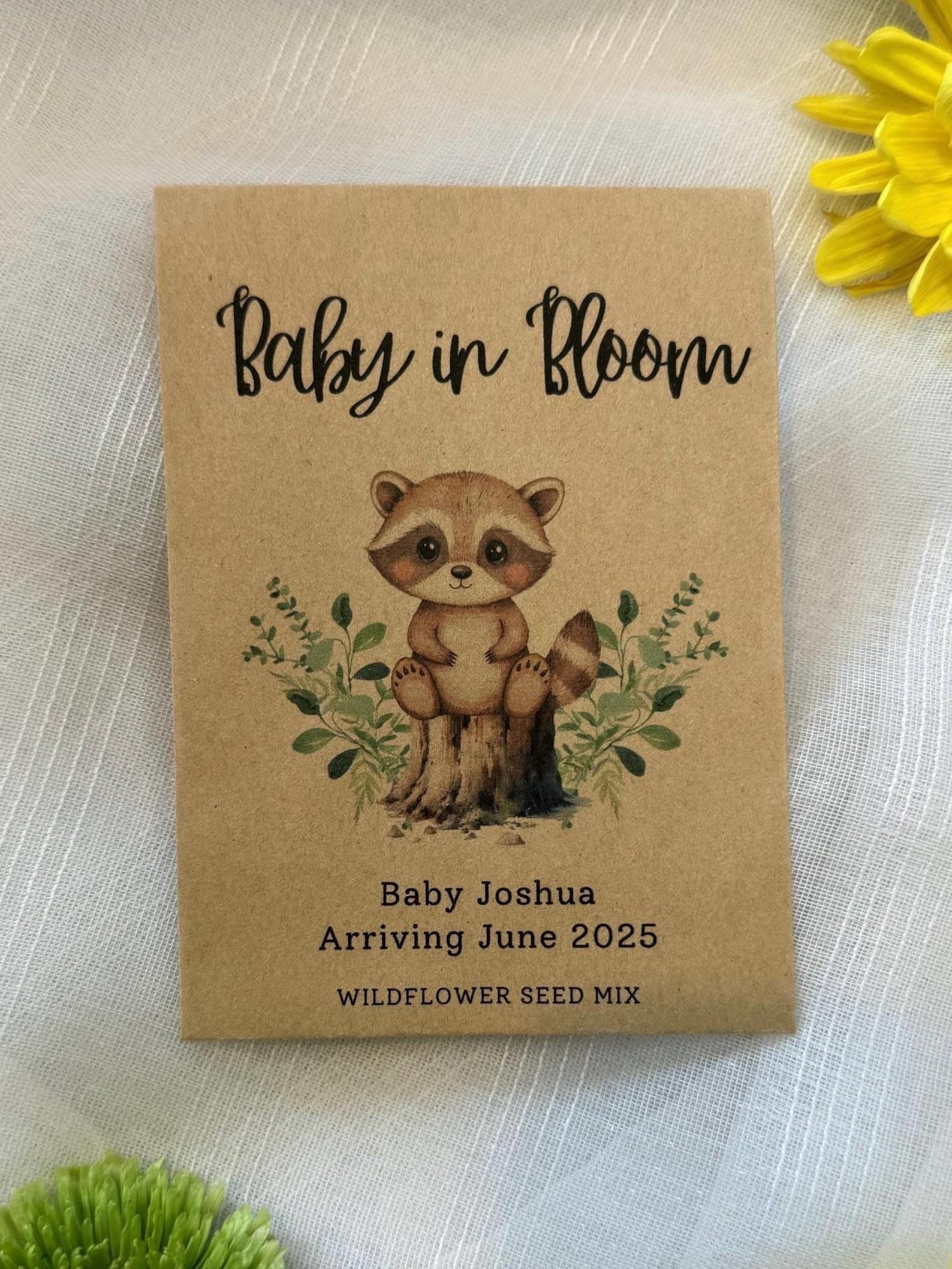 Woodland Animal Wildflower Seed Packet Favors for Baby Shower, Custom ...