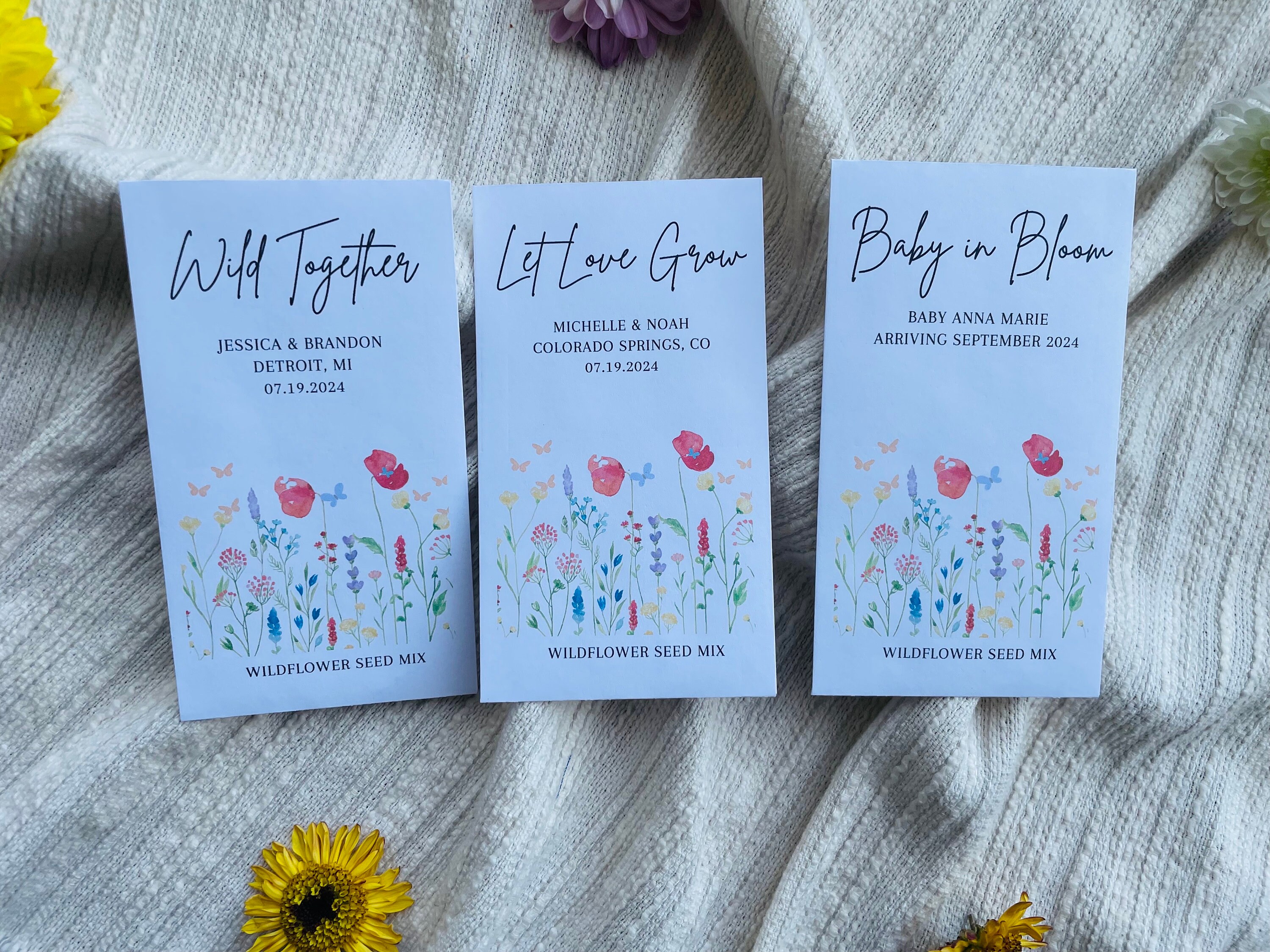 Personalized Wildflower Seed Packet Favors, Wedding Seed Packet, Custom ...