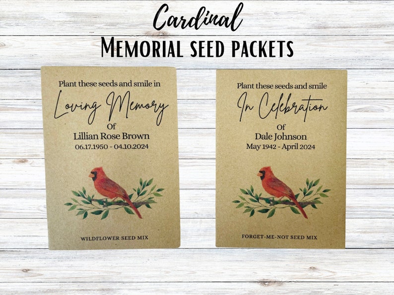 Loving Memory Wildflower Seed Packet, Memorial Favor, Funeral Packet ...