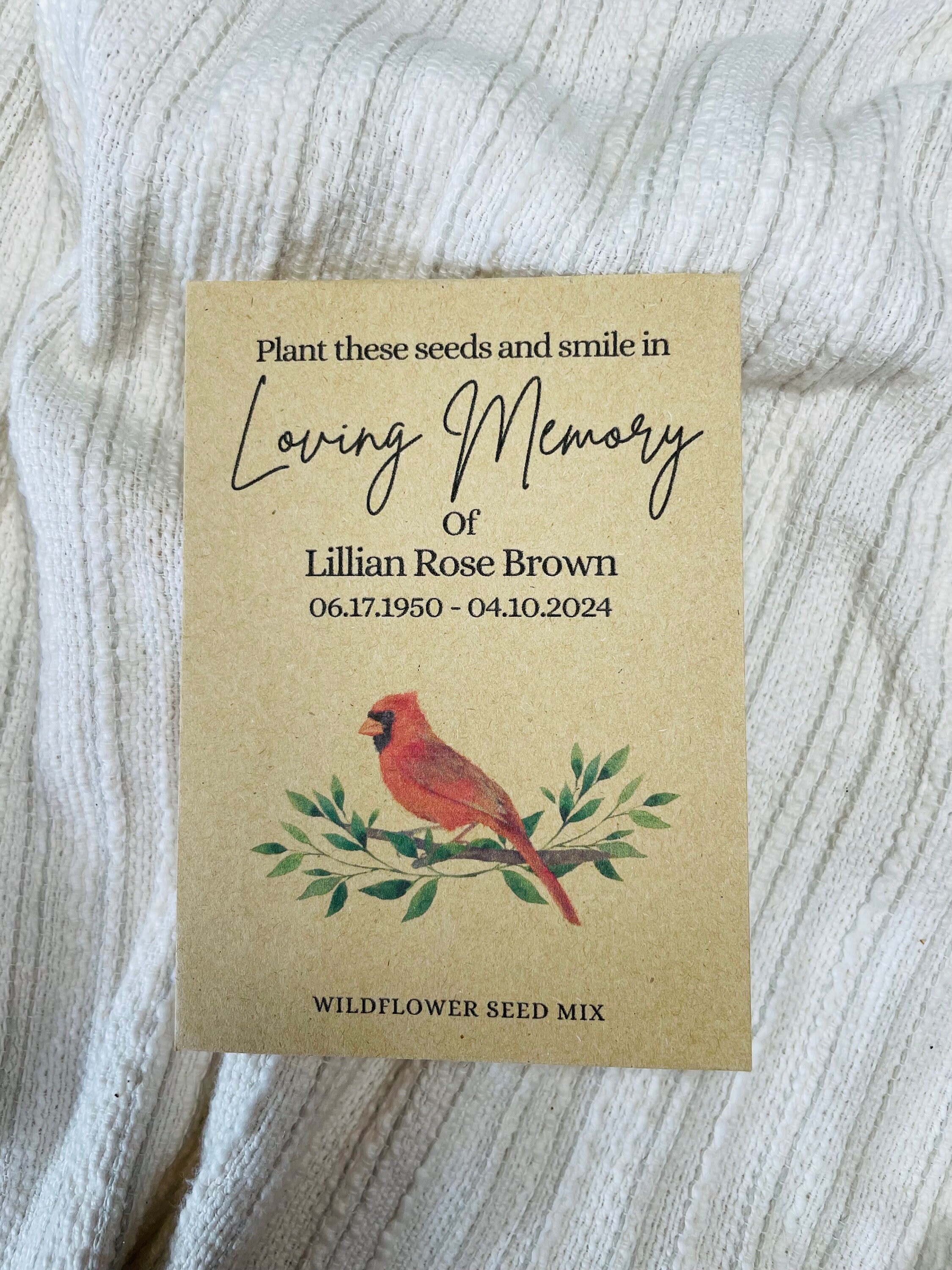 Loving Memory Wildflower Seed Packet, Memorial Favor, Funeral Packet ...