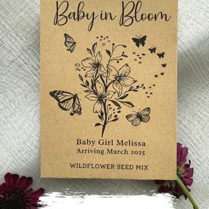 Baby in Bloom Wildflower Seed Packet Favors, Personalized Baby Shower ...
