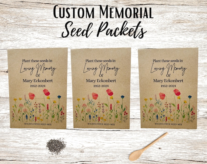 Forget Me Not Memorial Seed Packets Custom Funeral Favors Celebration ...
