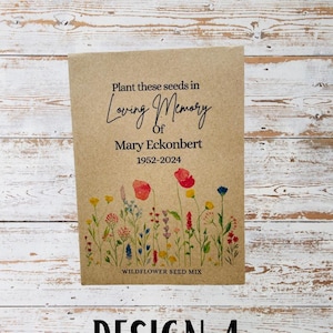 In Loving Memory Wildflower Seed Packet, Memorial Favor, Funeral Packet ...