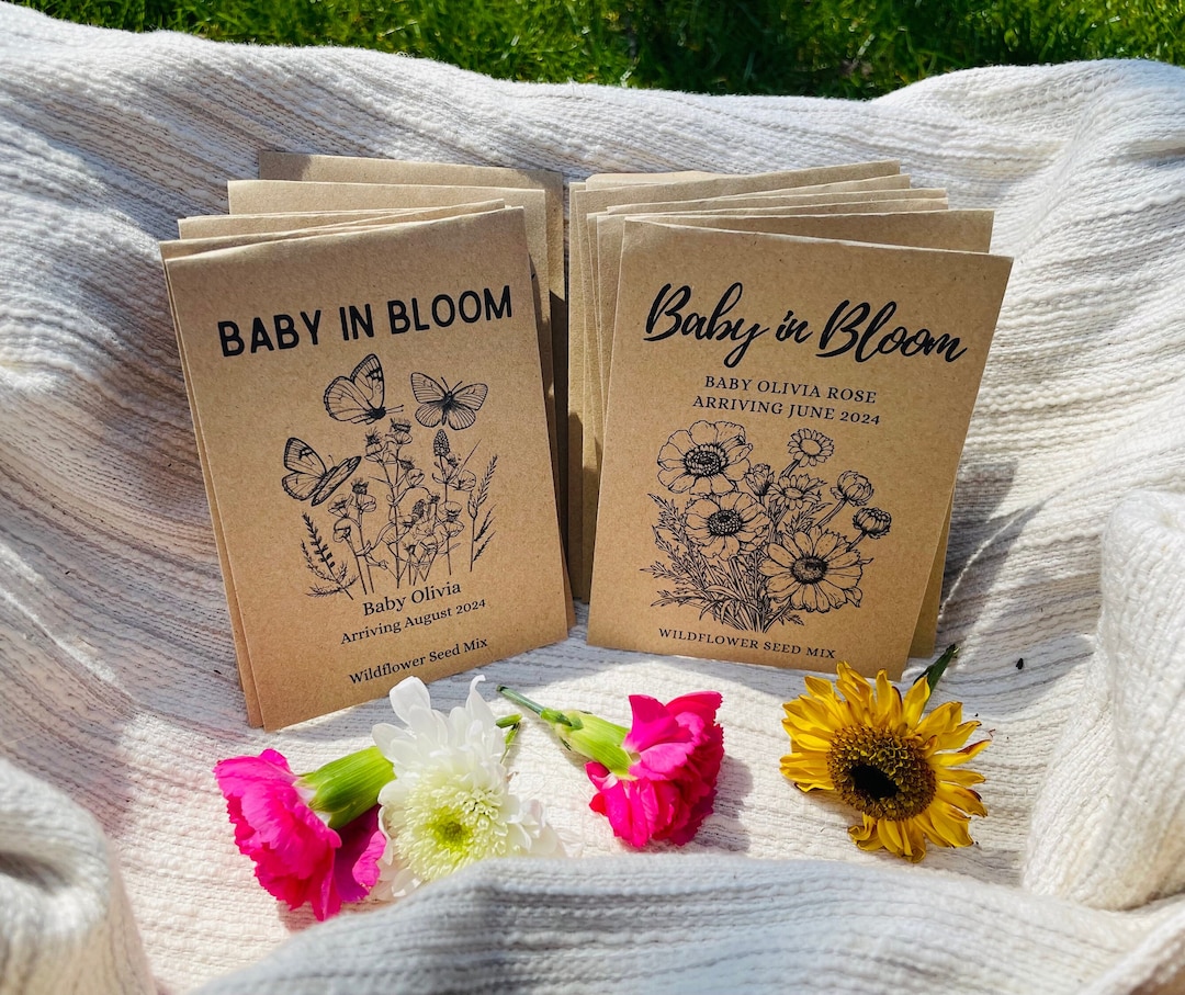 Baby in Bloom Wildflower Seed Packet Favors for Baby Shower, Custom ...
