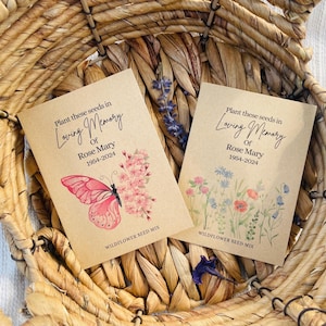 In Loving Memory Wildflower Seed Packet, Memorial Favor, Funeral Packet ...