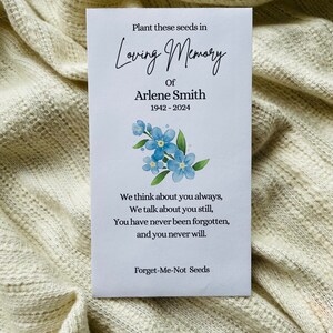 Personalized Forget-me-not Memorial Seed Packet, Funeral Favor - Etsy