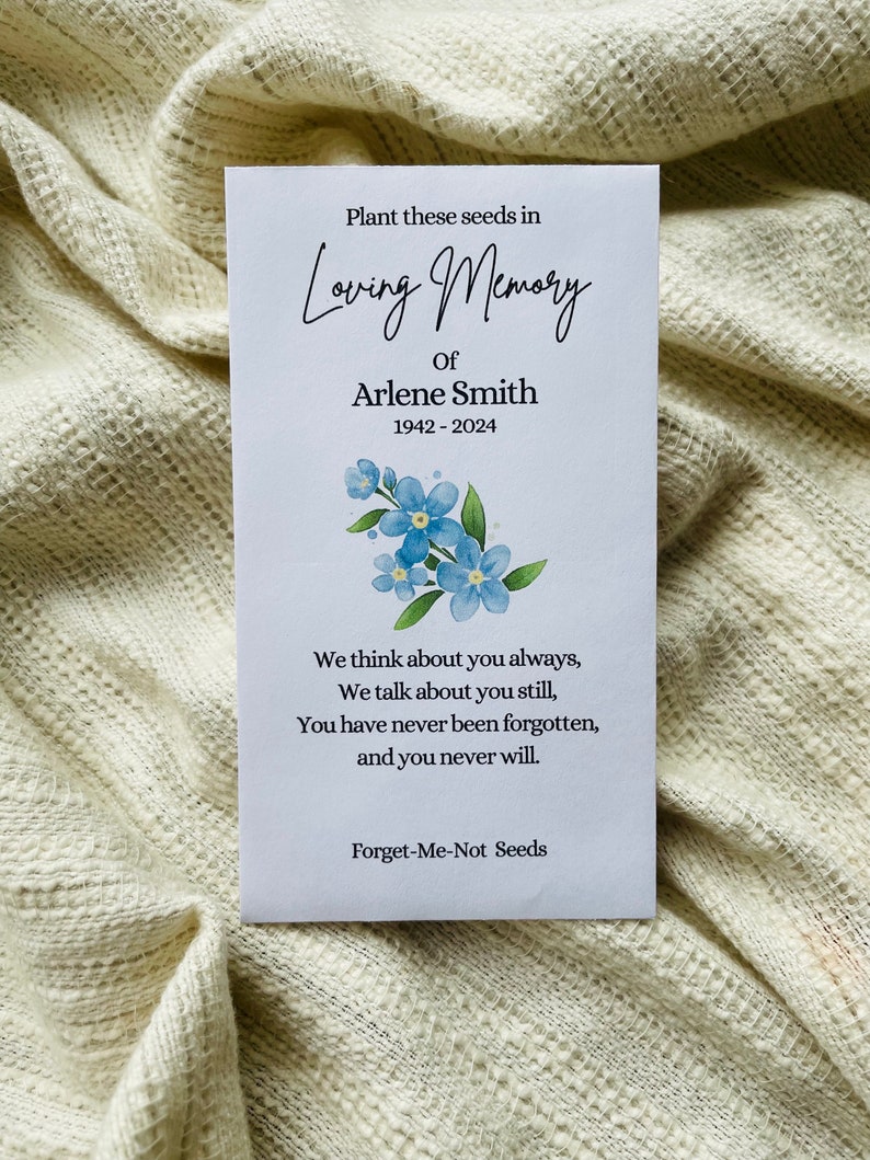 In Loving Memory Forget-me-not Seed Packet, Memorial Favor, Funeral ...