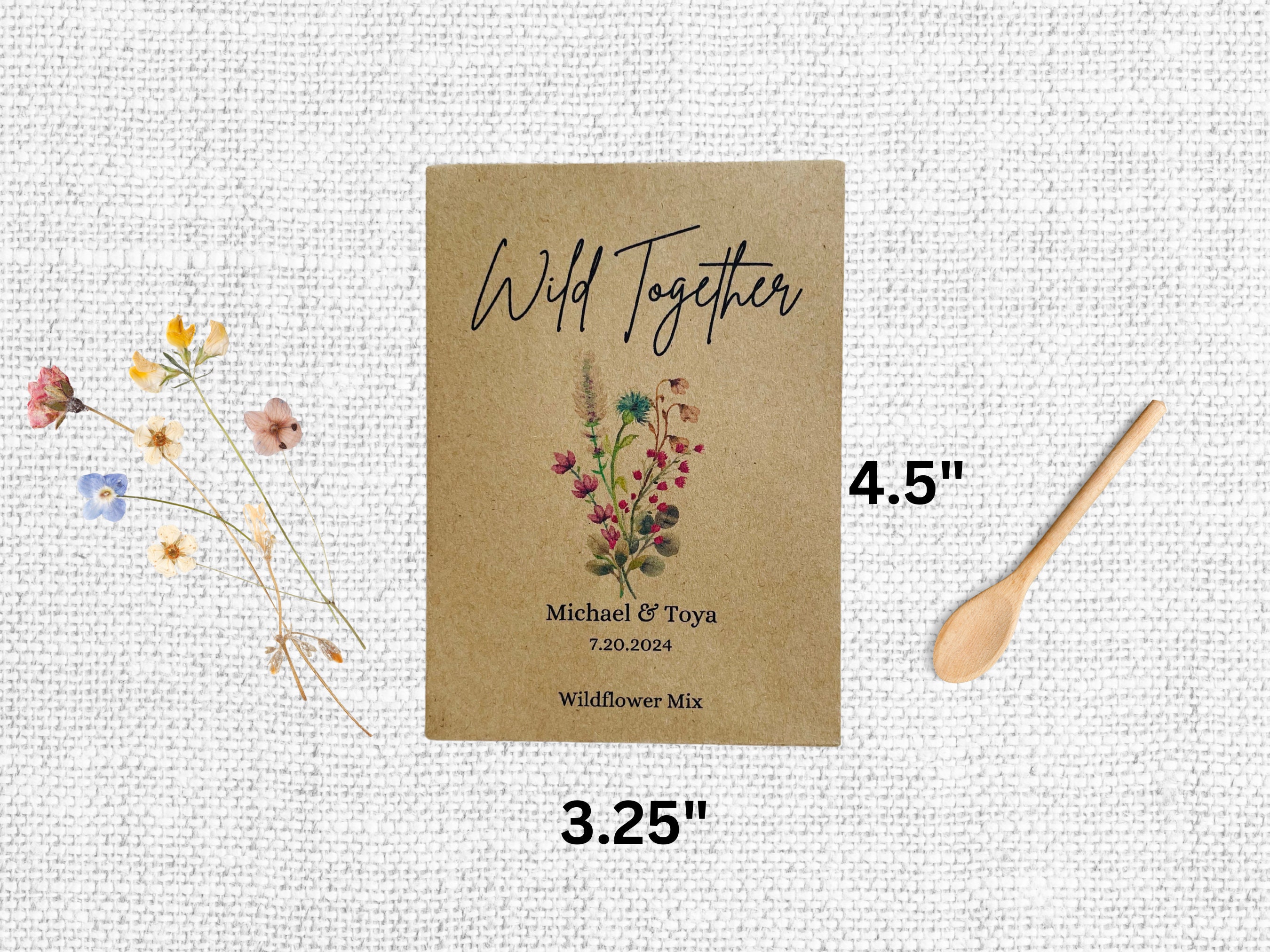 Wild Together Wildflower Seed Packet Favors for Wedding or Bridal Shower, Custom Personalized ...