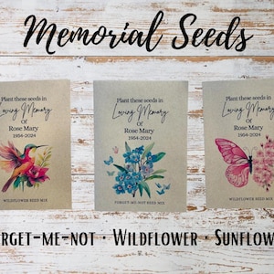 In Loving Memory Wildflower Seed Packet, Memorial Favor, Funeral Packet ...