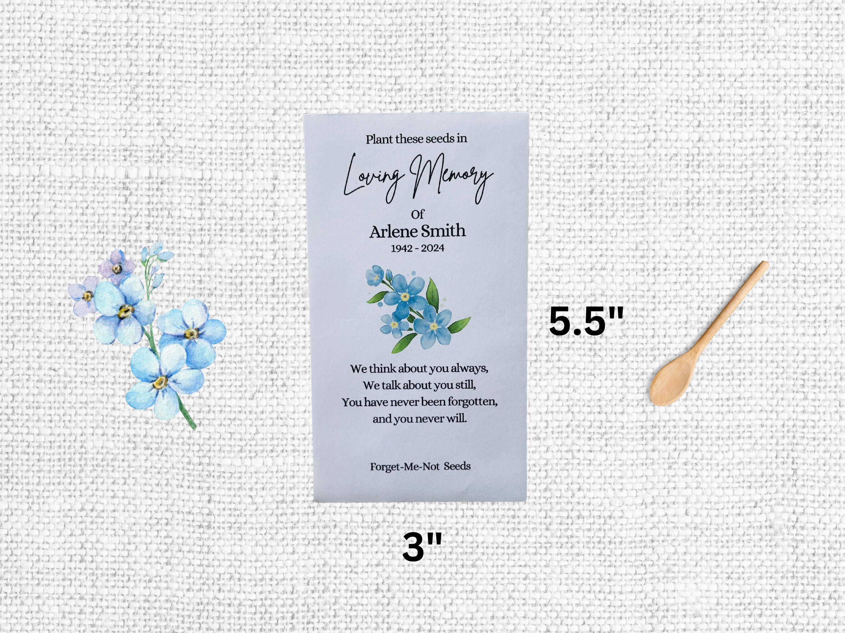 In Loving Memory Forget-me-not Seed Packet, Memorial Favor, Funeral ...