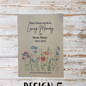 In Loving Memory Wildflower Seed Packet, Memorial Favor, Funeral Packet ...