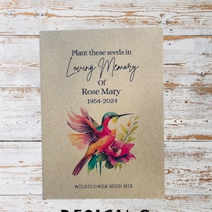In Loving Memory Wildflower Seed Packet, Memorial Favor, Funeral Packet ...