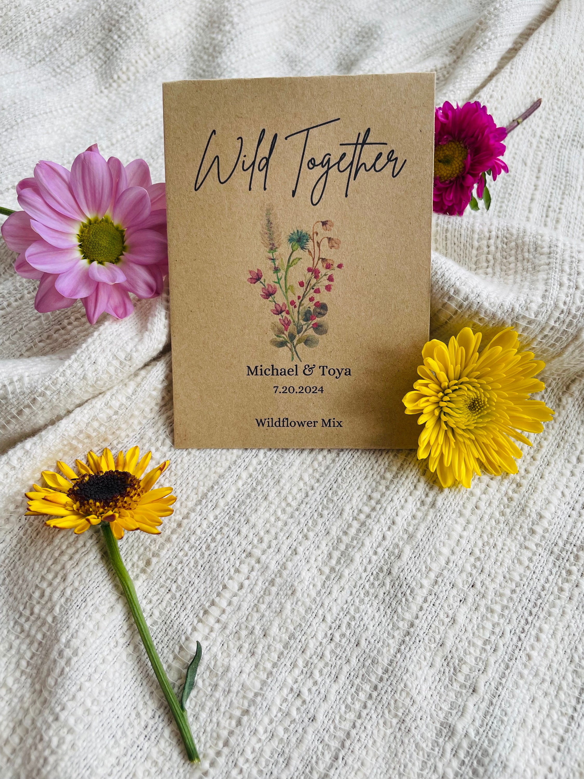 Wild Together Wildflower Seed Packet Favors for Wedding or Bridal Shower, Custom Personalized ...