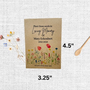 In Loving Memory Wildflower Seed Packet, Memorial Favor, Funeral Packet ...