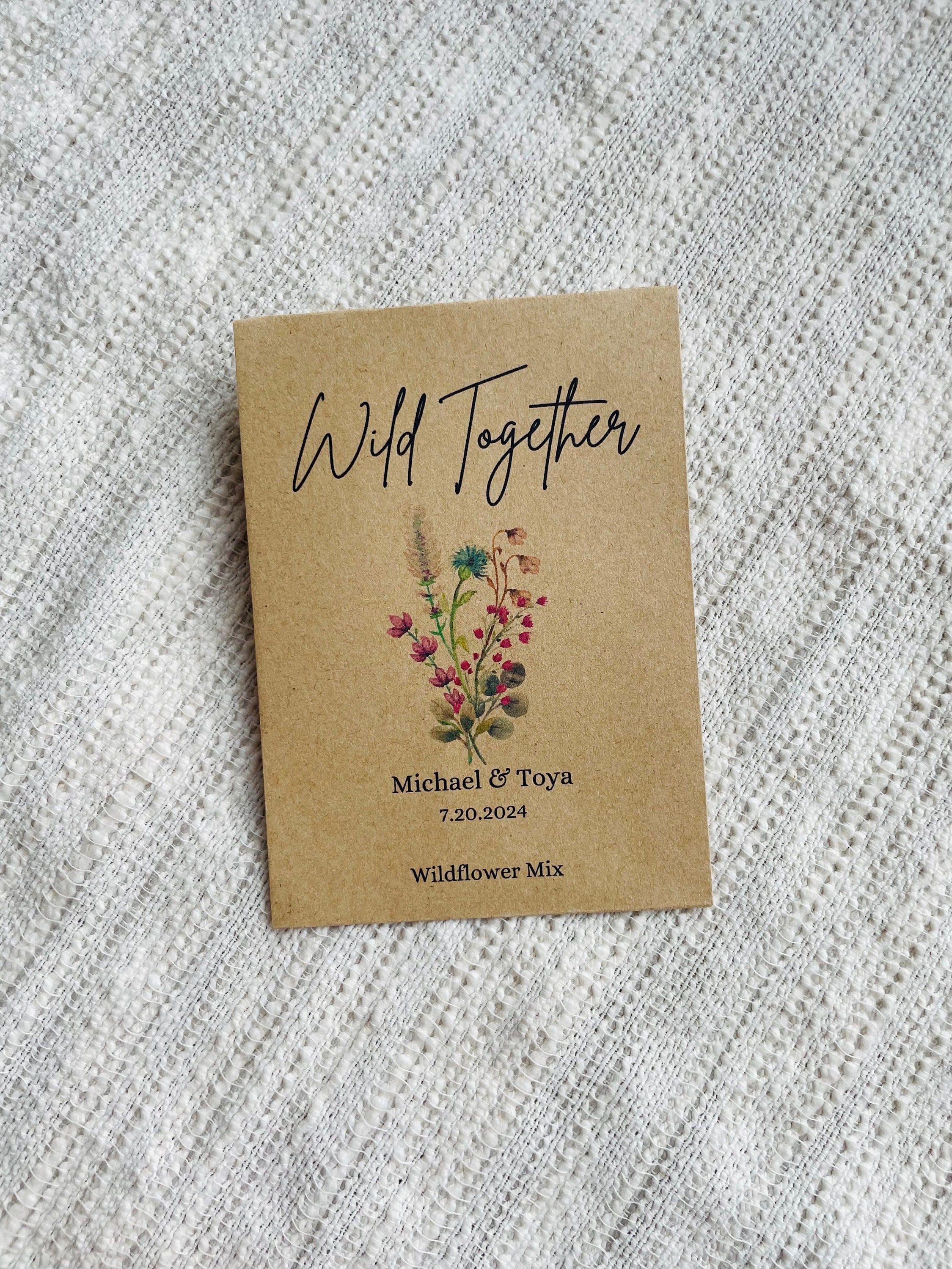 Wild Together Wildflower Seed Packet Favors for Wedding or Bridal Shower, Custom Personalized ...