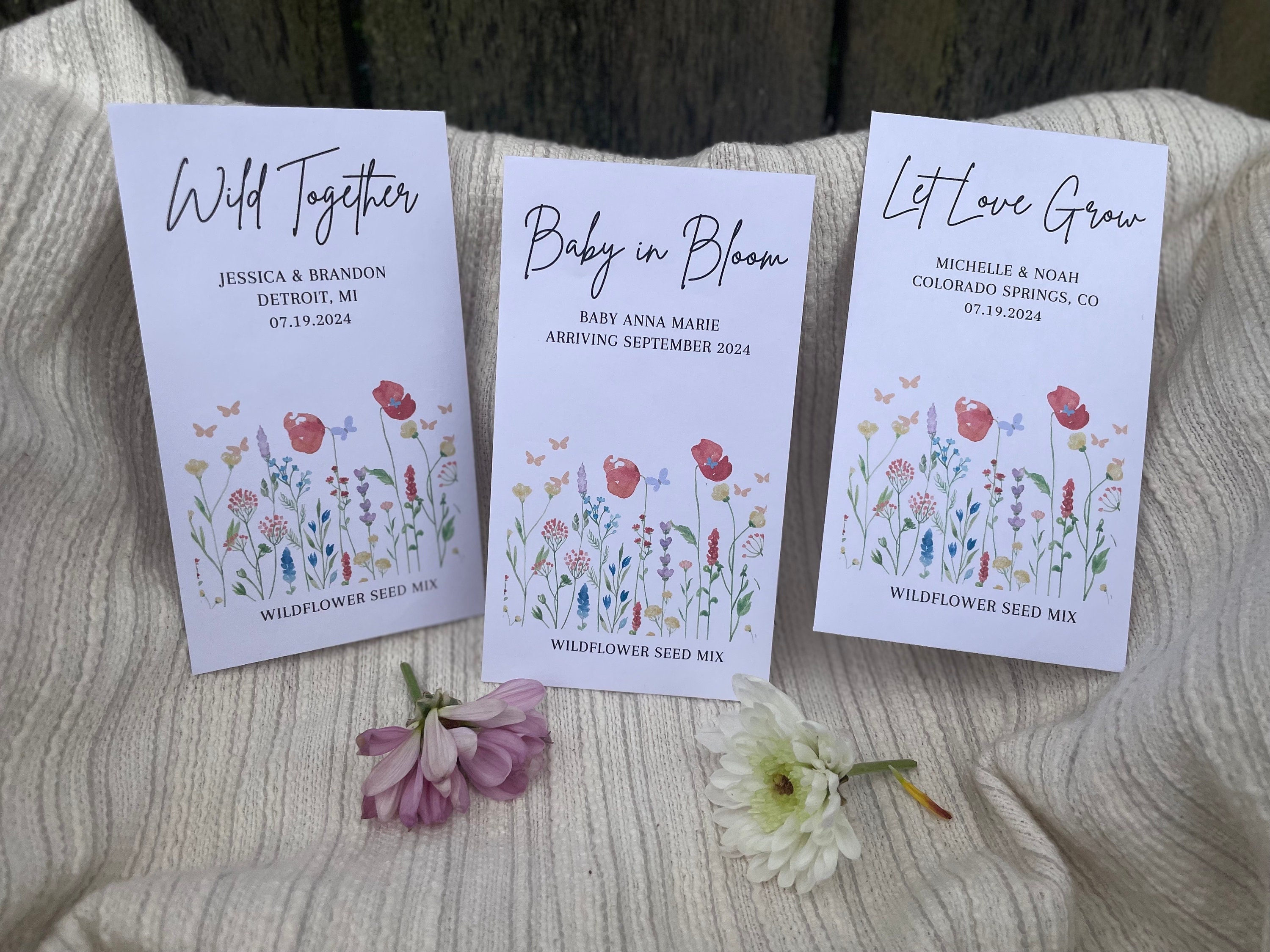 Personalized Wildflower Seed Packet Favors, Wedding Seed Packet, Custom ...