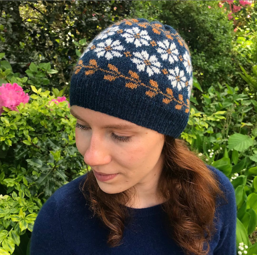 Let It Bloom Hat knitting PATTERN, knitted hat pattern, colorwork hat ...