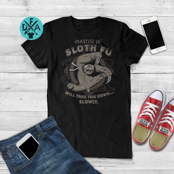 Sloth Fu Funny Meme Ringspun T-shirt Adult Sizes for Mens and | Etsy