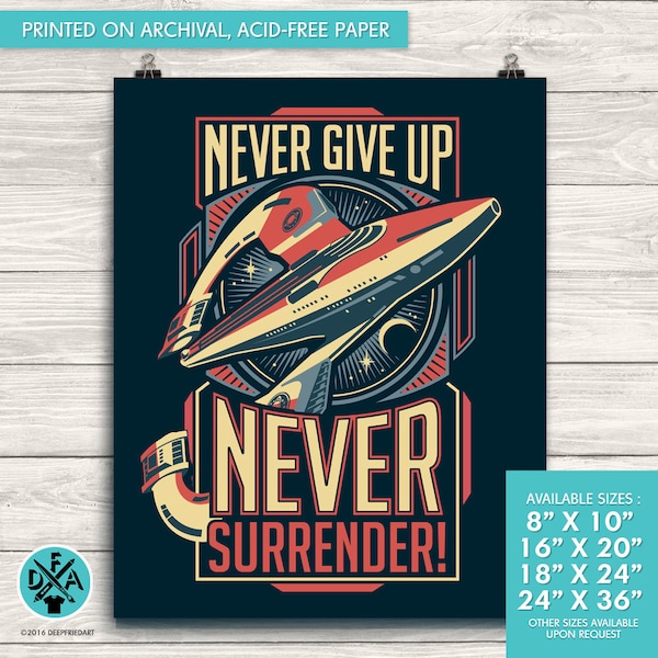 Never Surrender Poster - Etsy