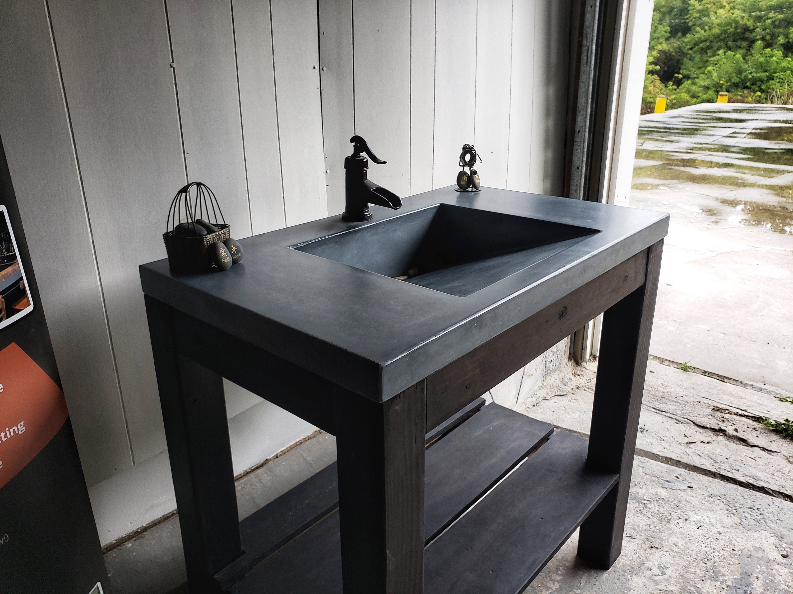 Concrete Vanity Top With Vanity Base (ramp Sink Style) - Etsy