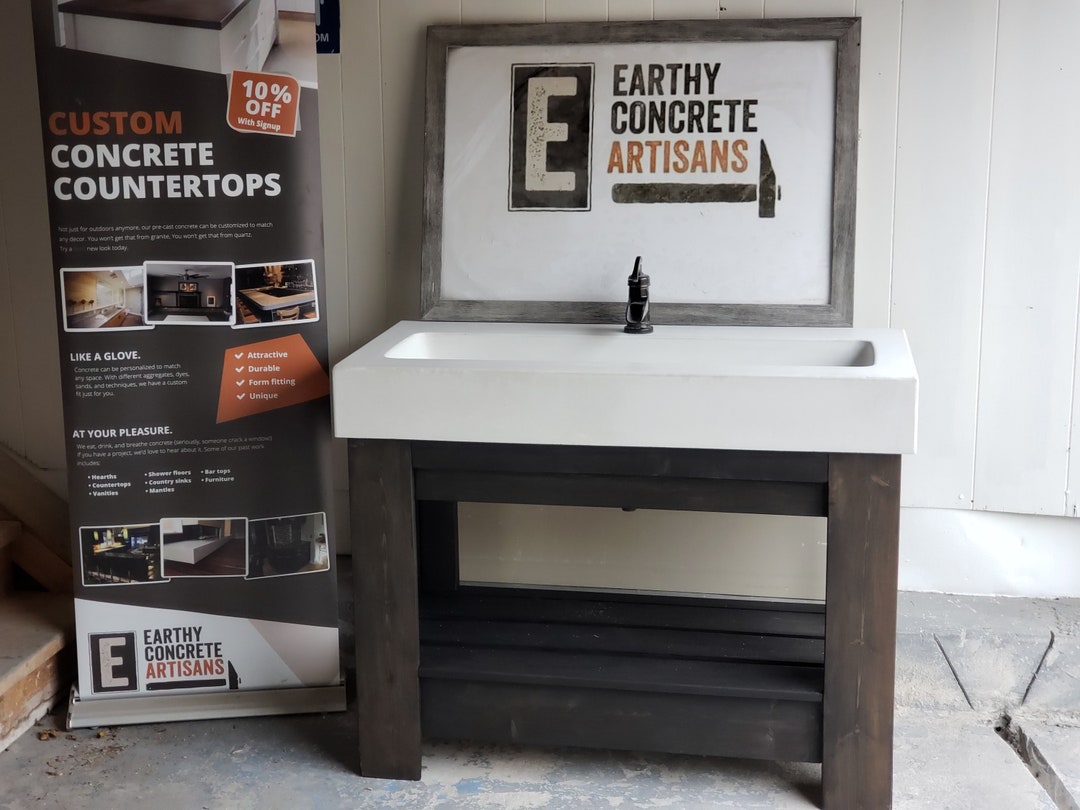 Concrete Trough Sink W/ebony Base Combo. - Etsy