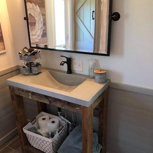 Concrete Vanity Slot Drain Sink Vanity Base Combo - Etsy