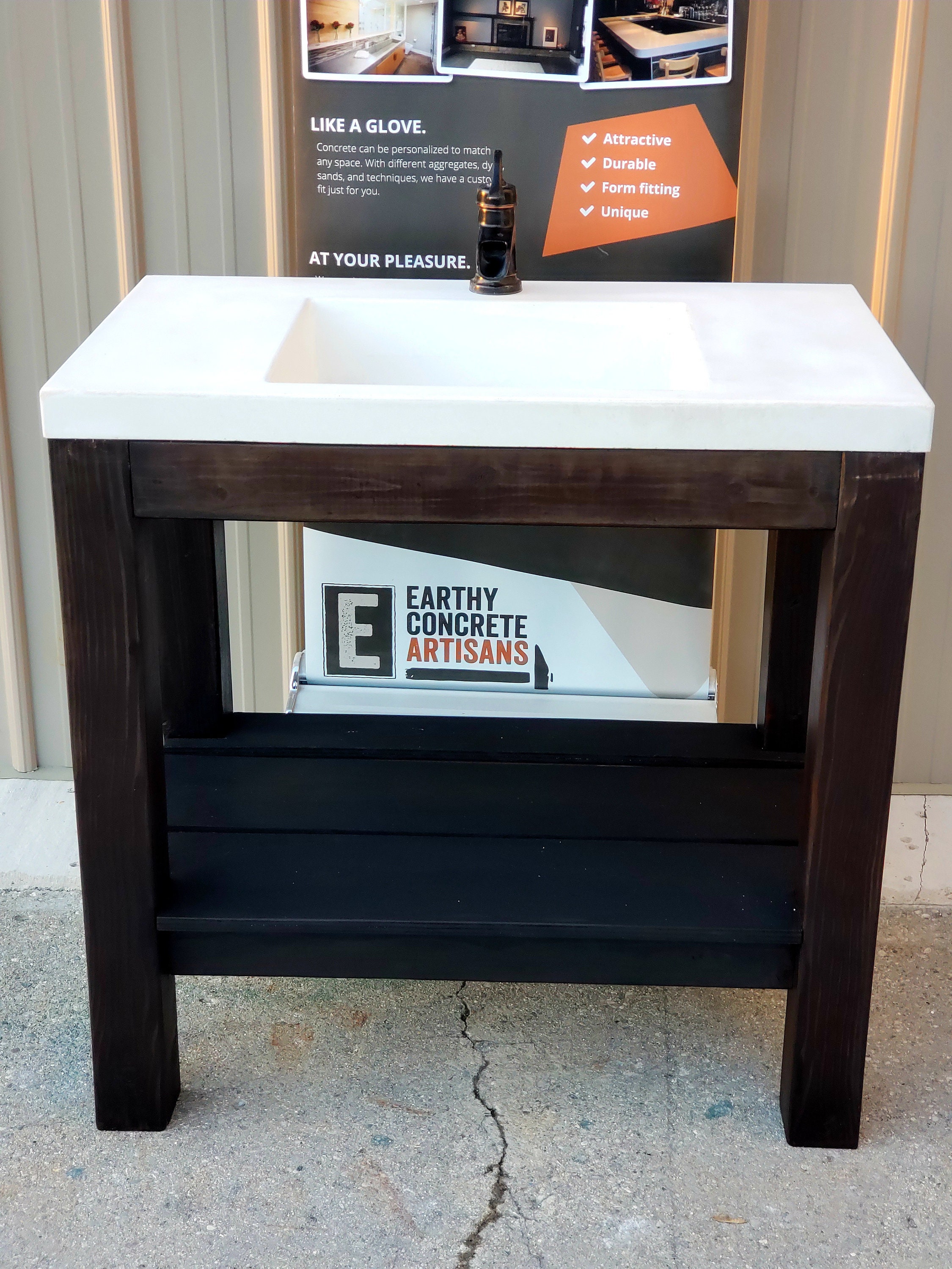 Concrete Vanity Slot Drain Sink Vanity Base Combo - Etsy