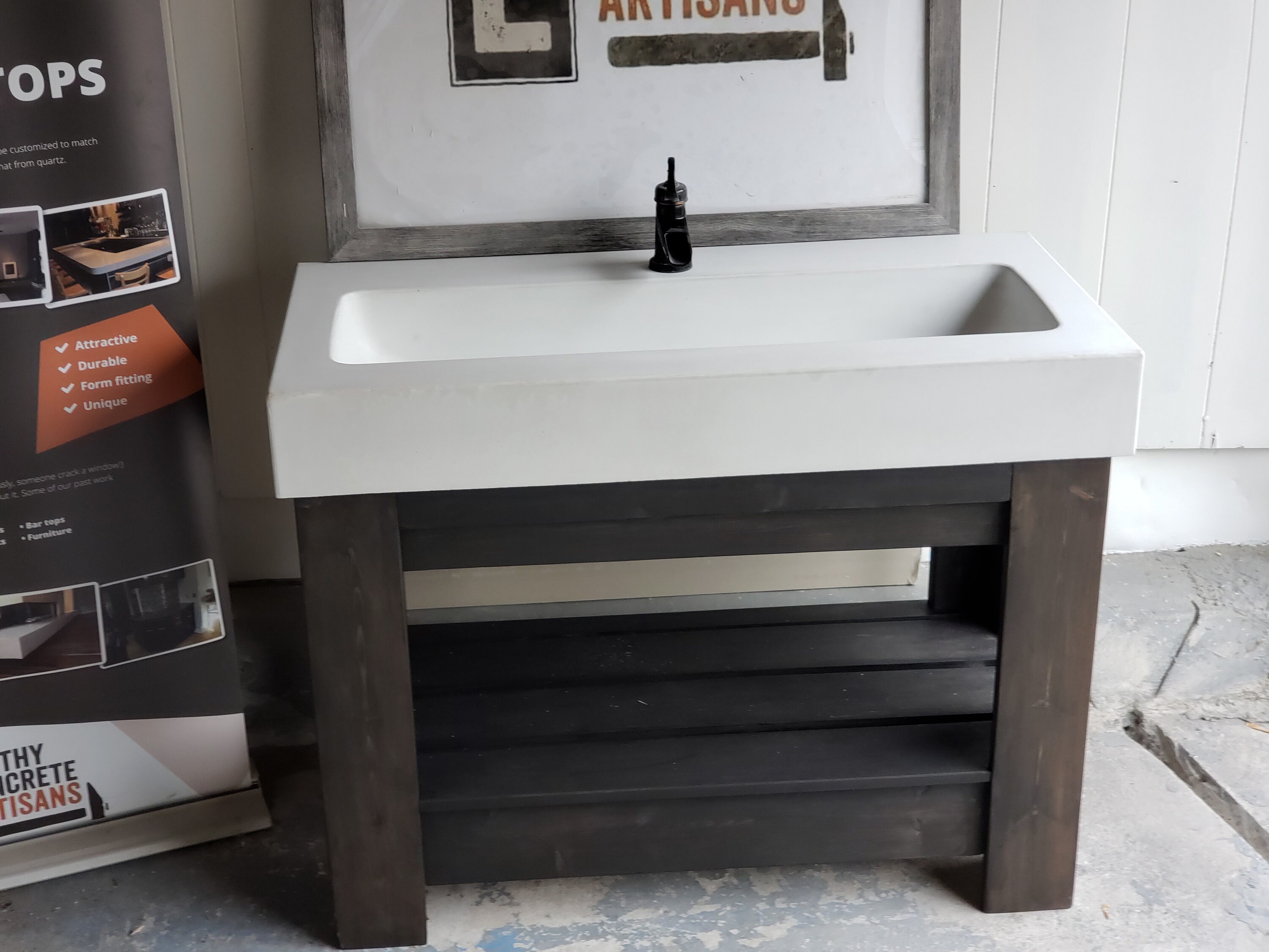 Concrete Trough Sink W/ebony Base Combo - Etsy