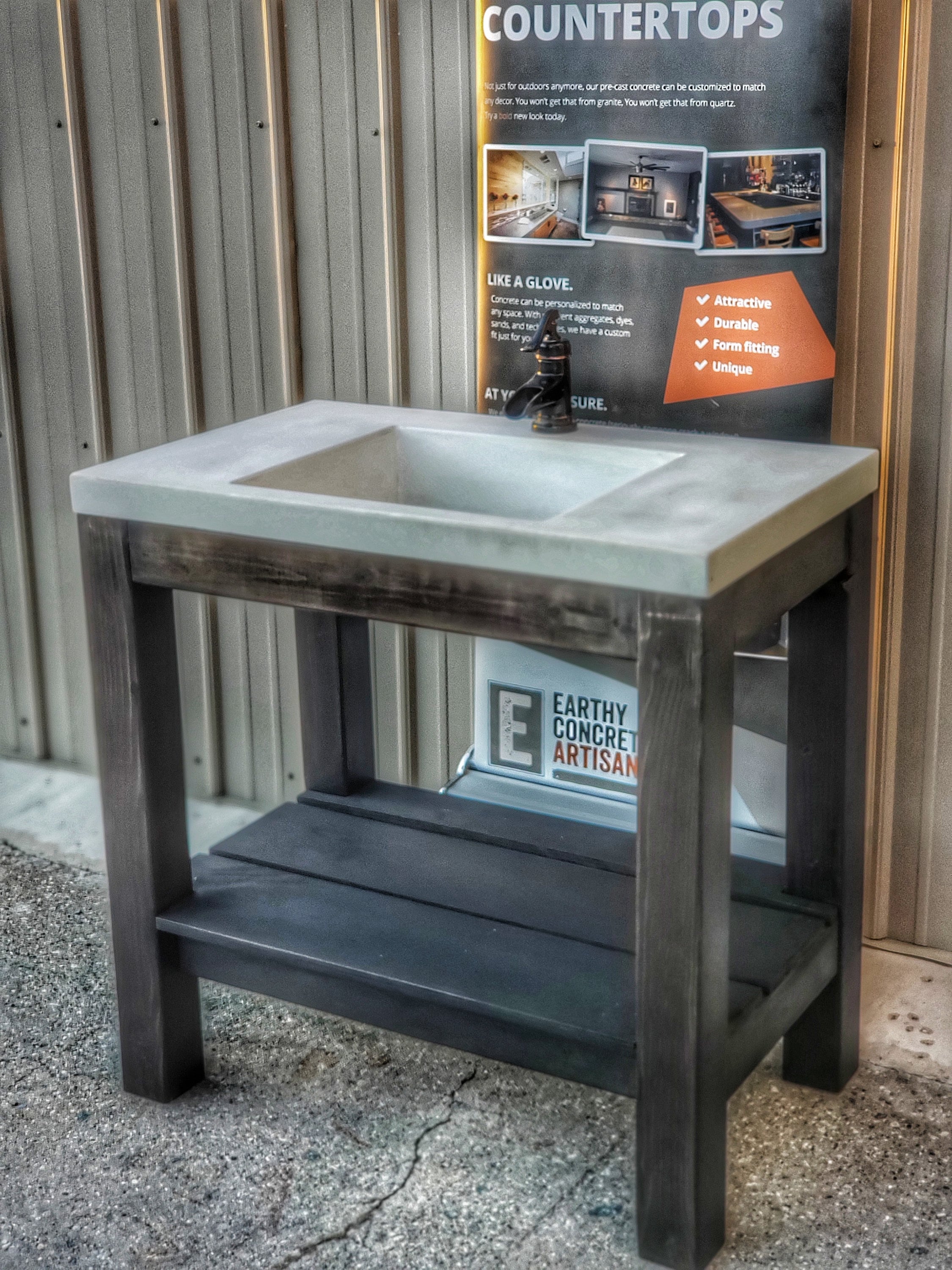 Concrete Vanity Slot Drain Sink Vanity Base Combo - Etsy