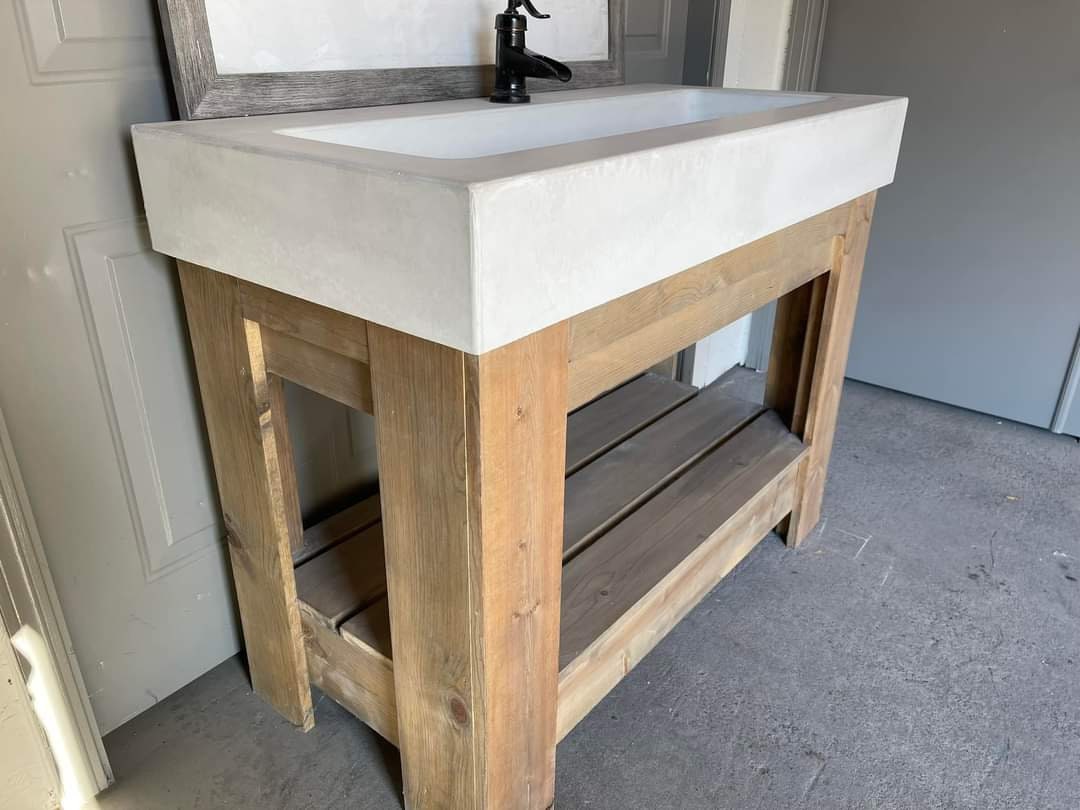Concrete Trough Sink + Vanity Base Combo - Etsy