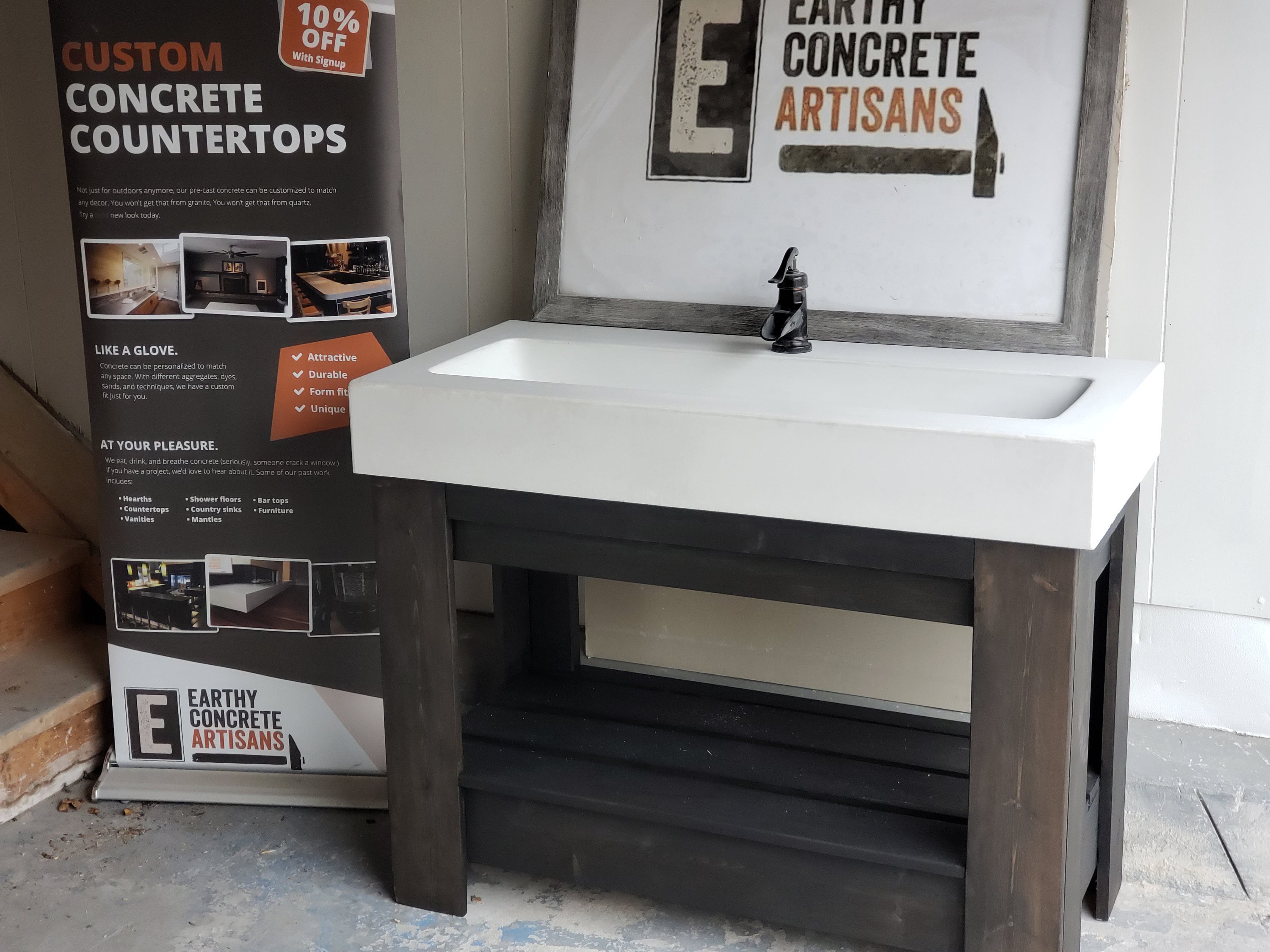 Concrete Trough Sink W/ebony Base Combo. - Etsy