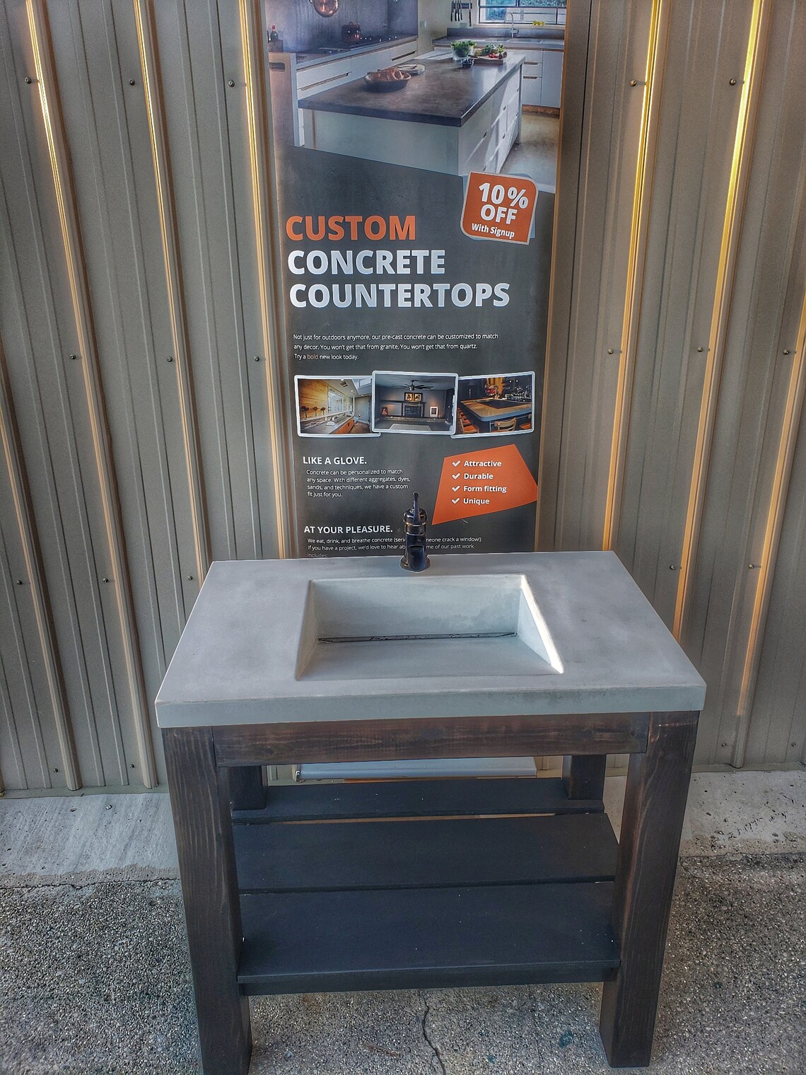 Concrete Vanity Slot Drain Sink Vanity Base Combo - Etsy