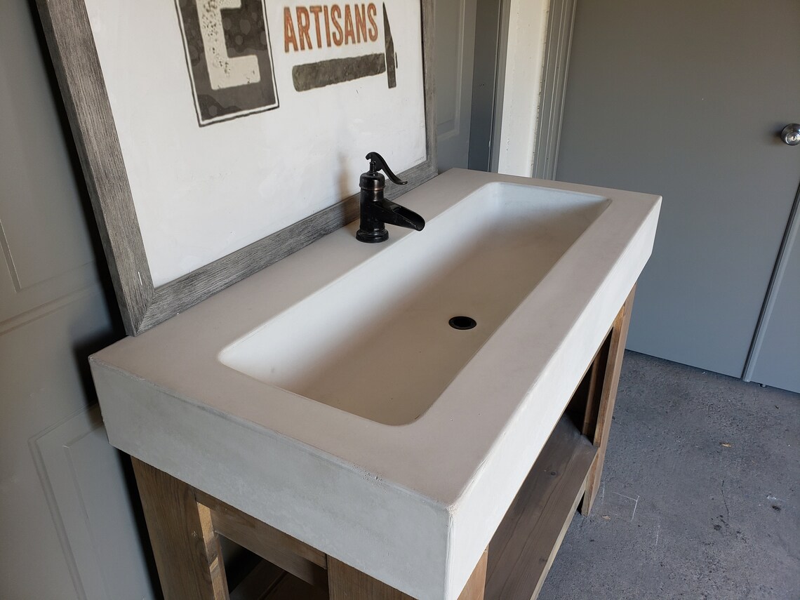 Concrete Trough Sink + Vanity Base Combo - Etsy