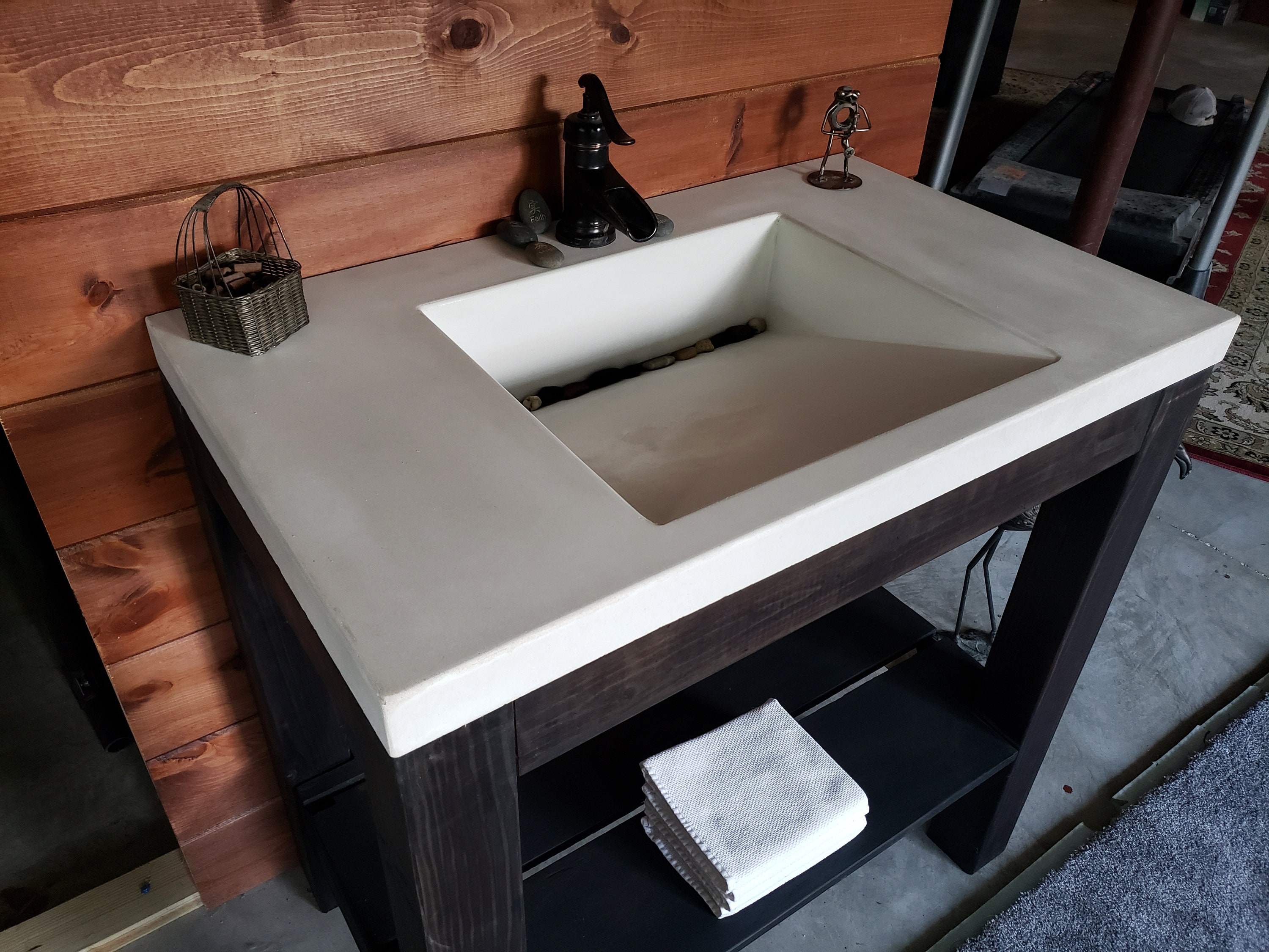 Concrete Vanity Slot Drain Sink Vanity Base Combo - Etsy