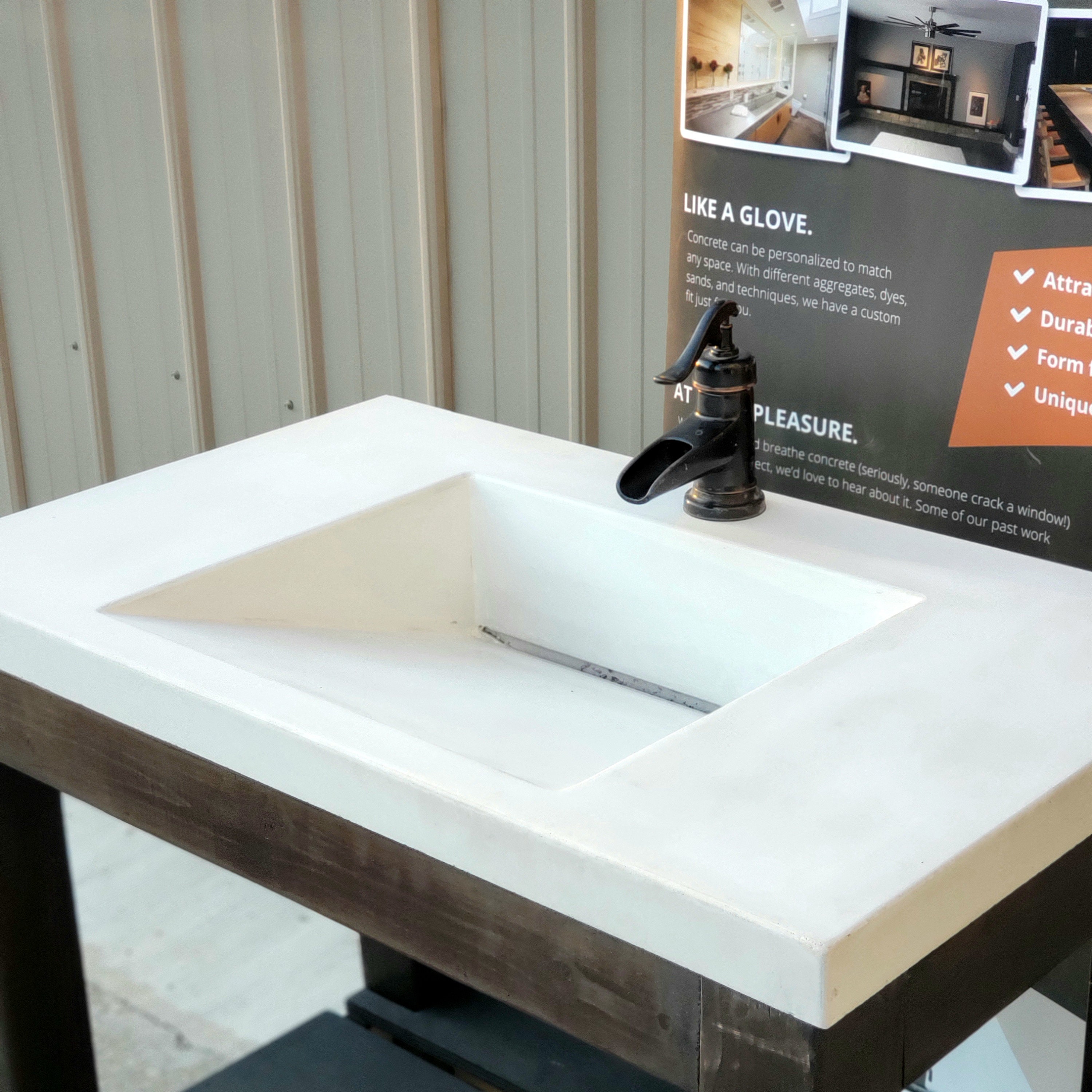 Concrete Vanity Slot Drain Sink Vanity Base Combo - Etsy