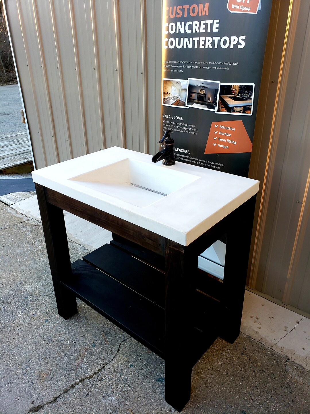 Concrete Vanity Slot Drain Sink Vanity Base Combo - Etsy