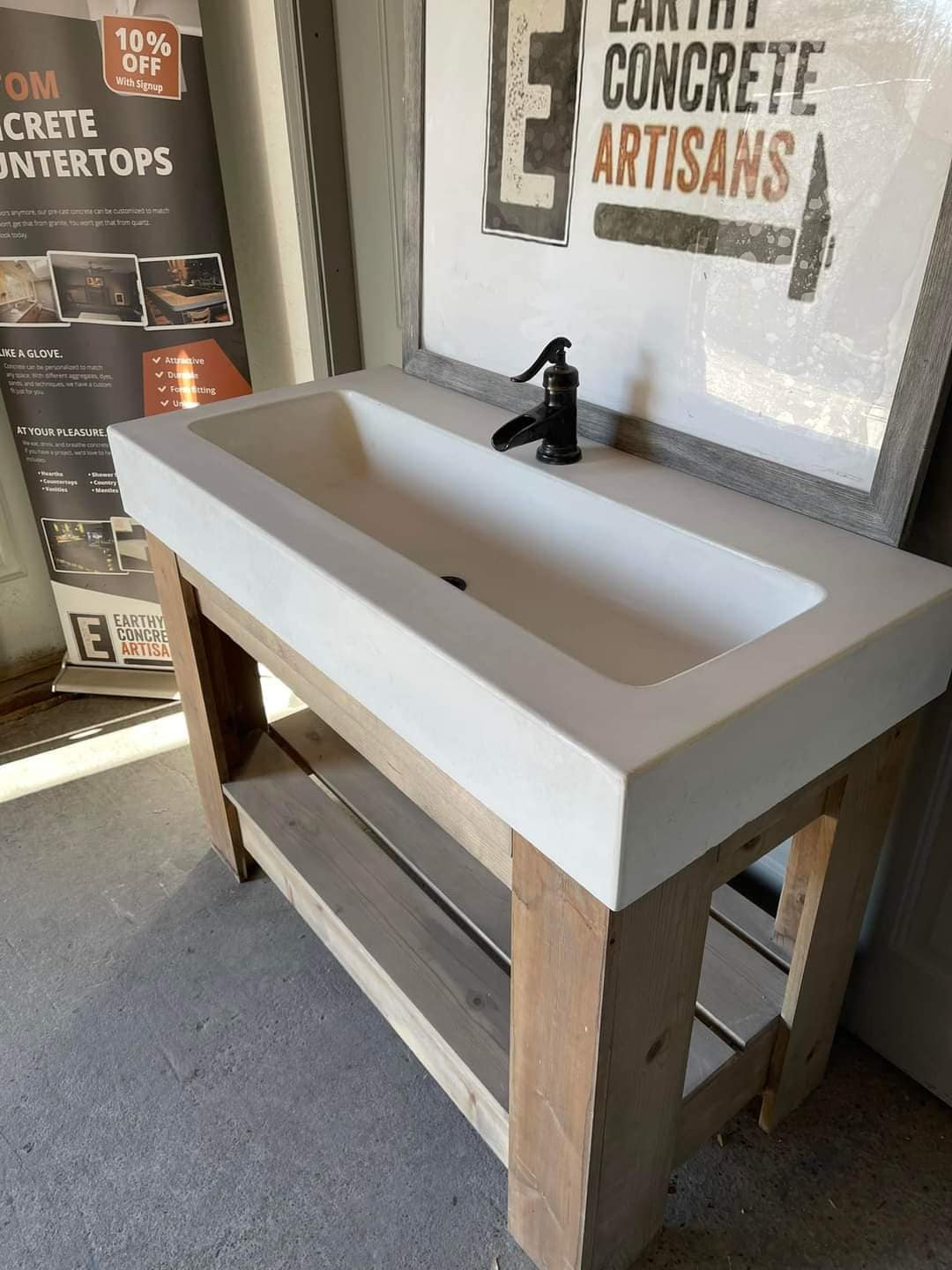 Concrete Trough Sink + Vanity Base Combo - Etsy