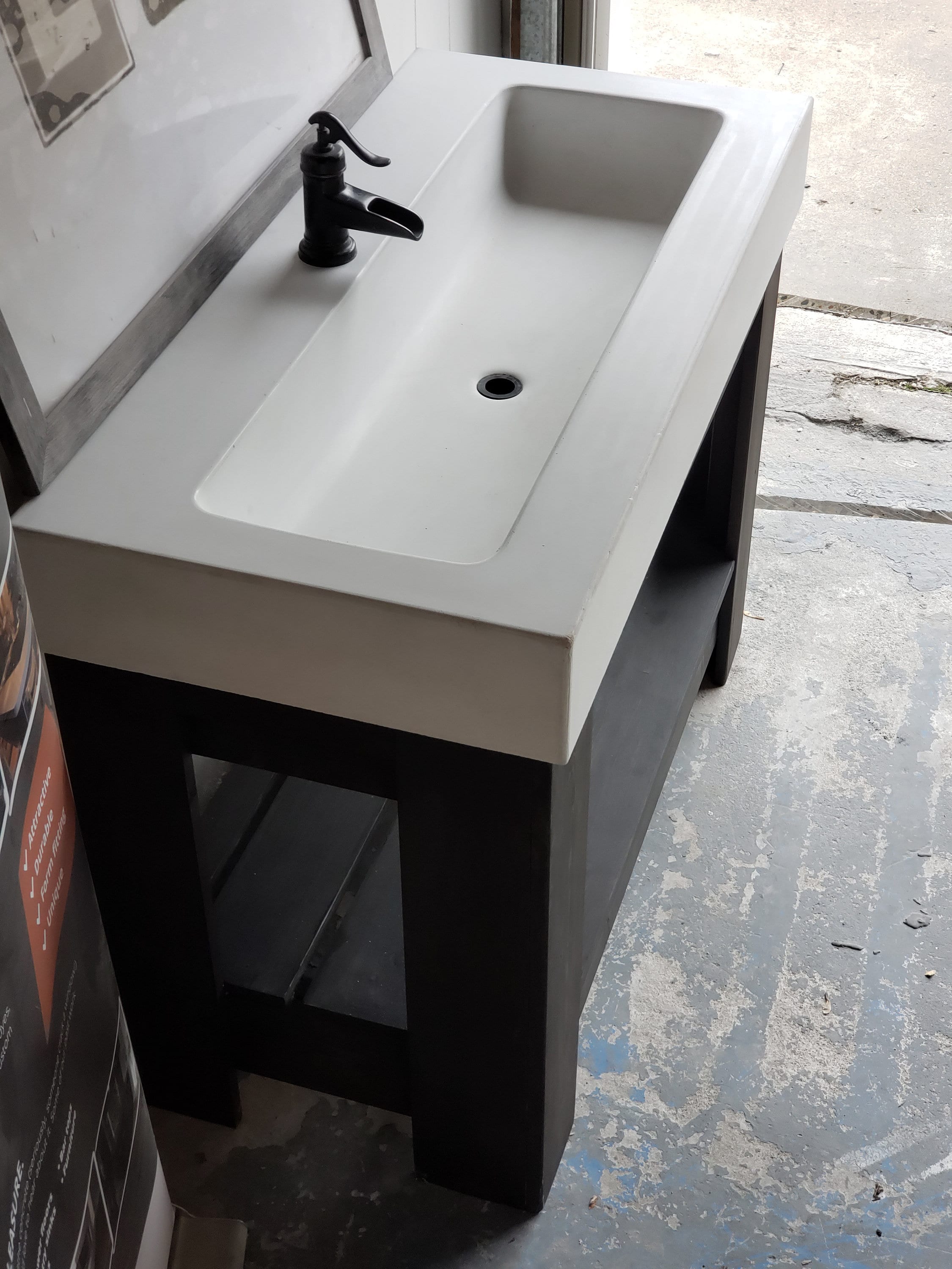 Concrete Trough Sink W/ebony Base Combo - Etsy