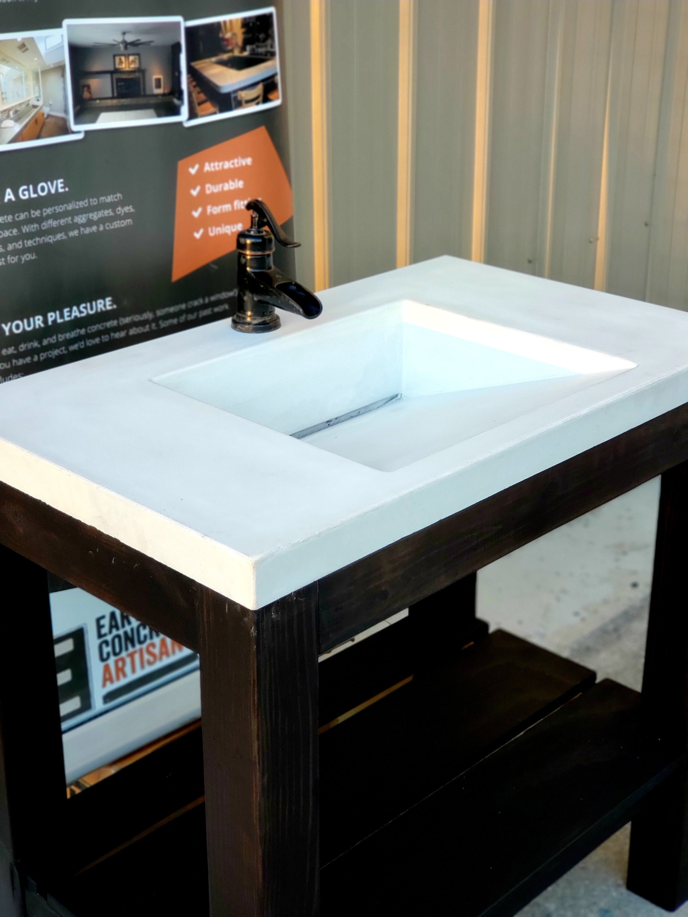 Concrete Vanity Slot Drain Sink Vanity Base Combo - Etsy